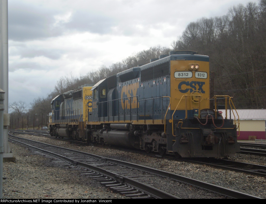 CSX 8025 and 8312 running light. Southbound out of Russell yard, Russell, KY. on Dec. 21, 2011.